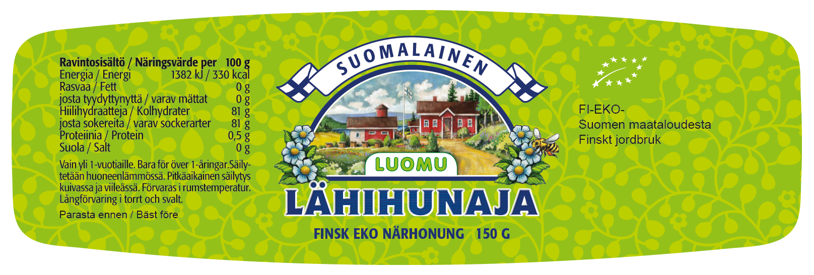 Lasitölkki Luomu 150g - vihreä, 8 kpl/arkki - Hunajayhtymä Oy