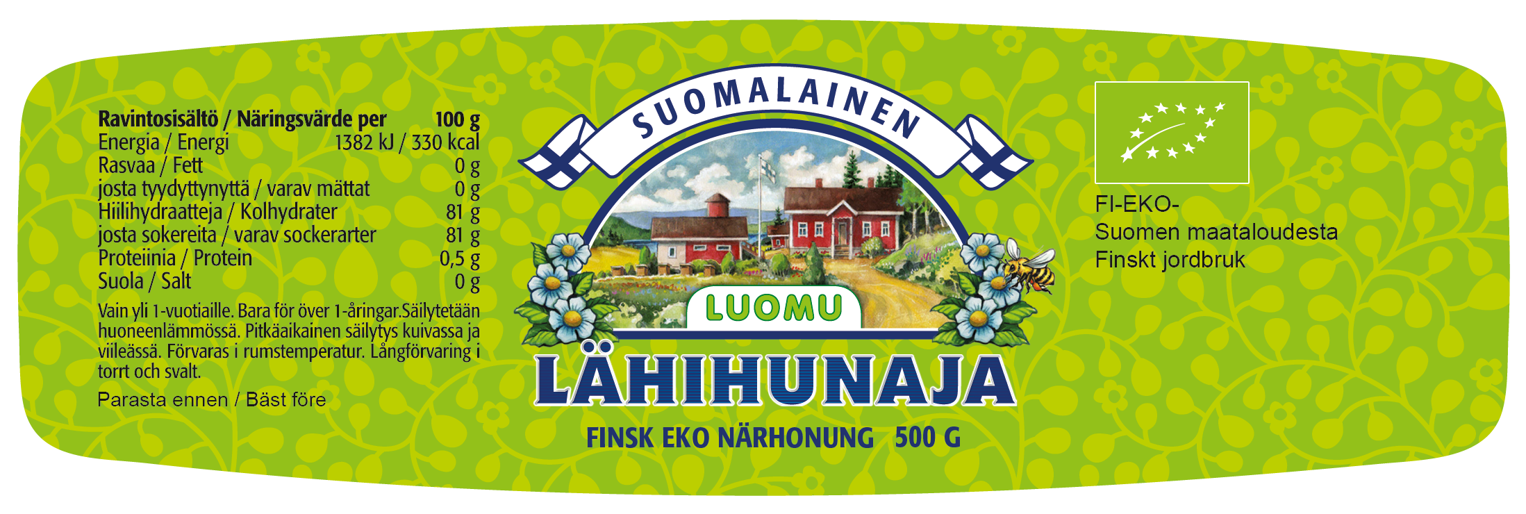 Lasitölkki Luomu 500g - vihreä, 4 kpl/arkki - Hunajayhtymä Oy